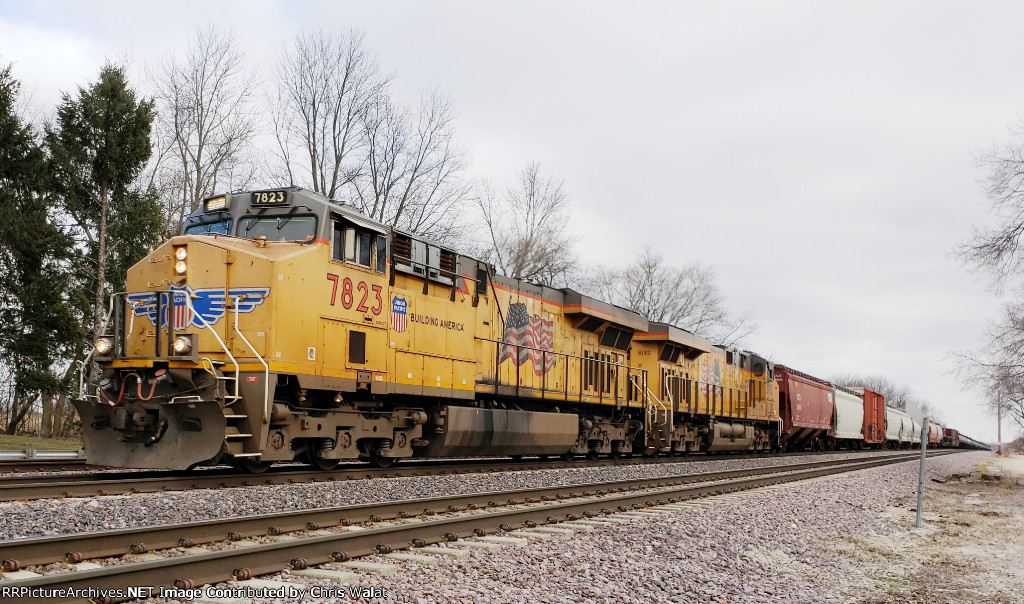 UP 7823 is in charge of this west bound manifest